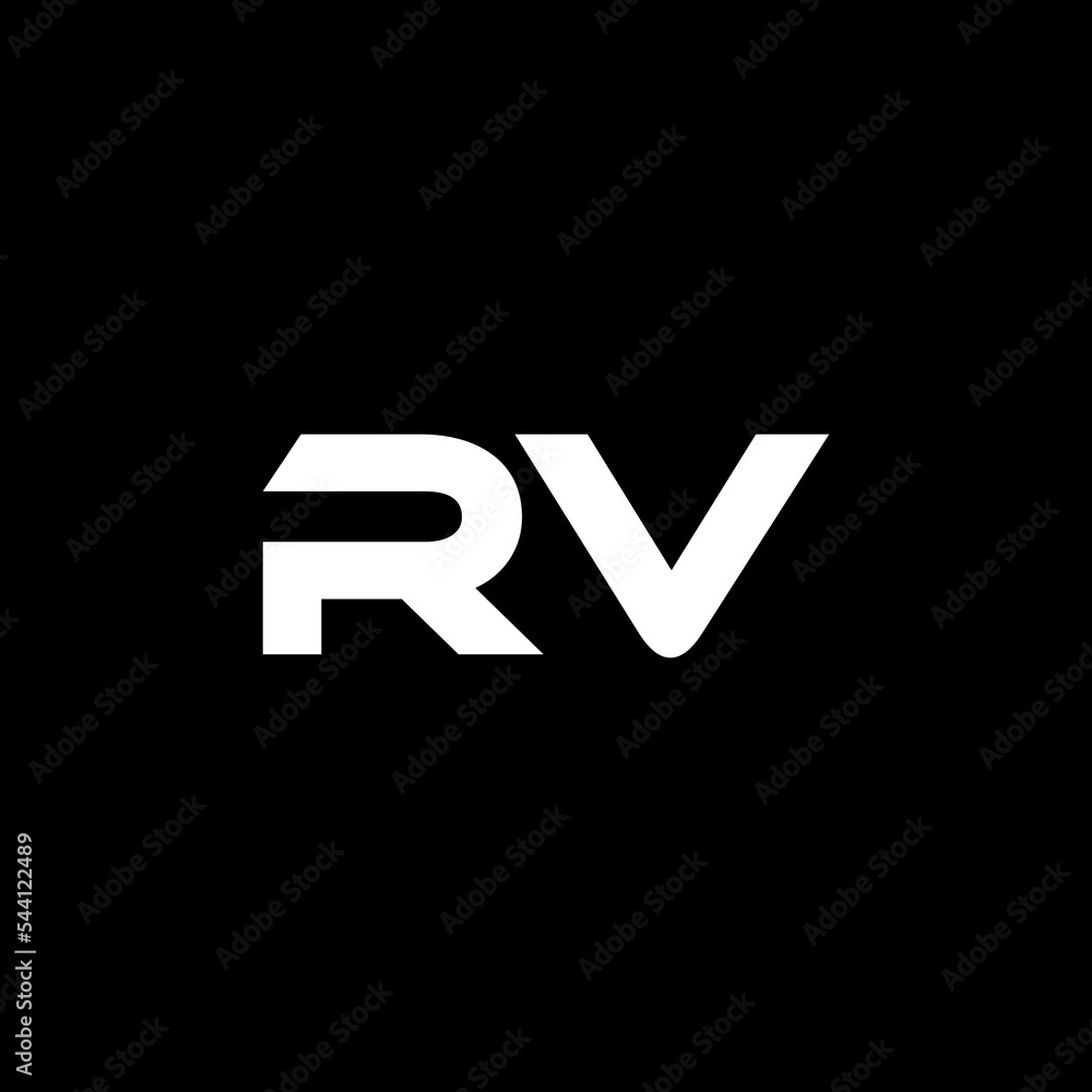 RV letter logo design with black background in illustrator, vector logo ...