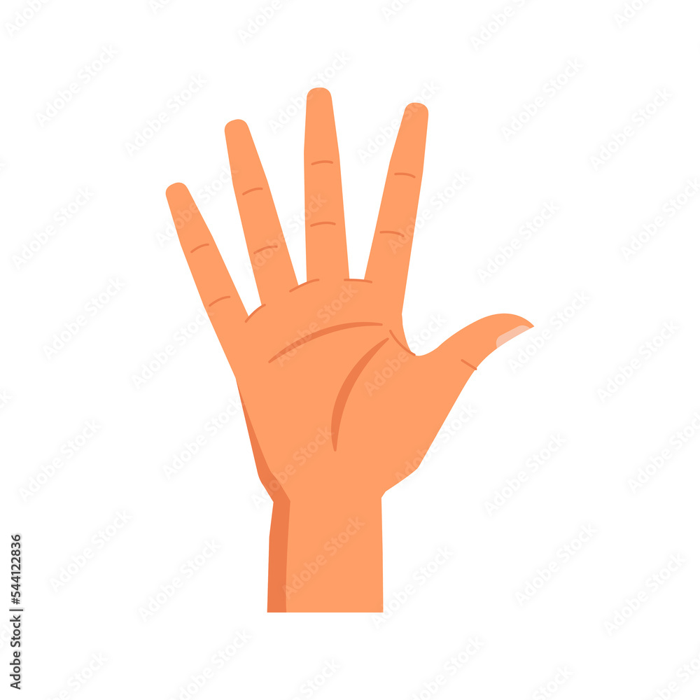Fingers showing number five, isolated hand gesture. Enumeration and ...