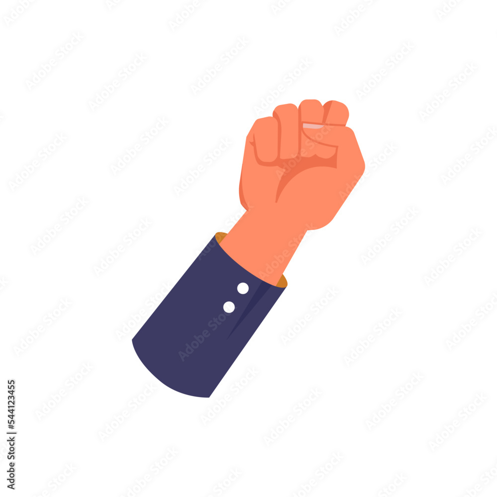 Raised clenched fist, isolated protesting hand gesture or personage ...