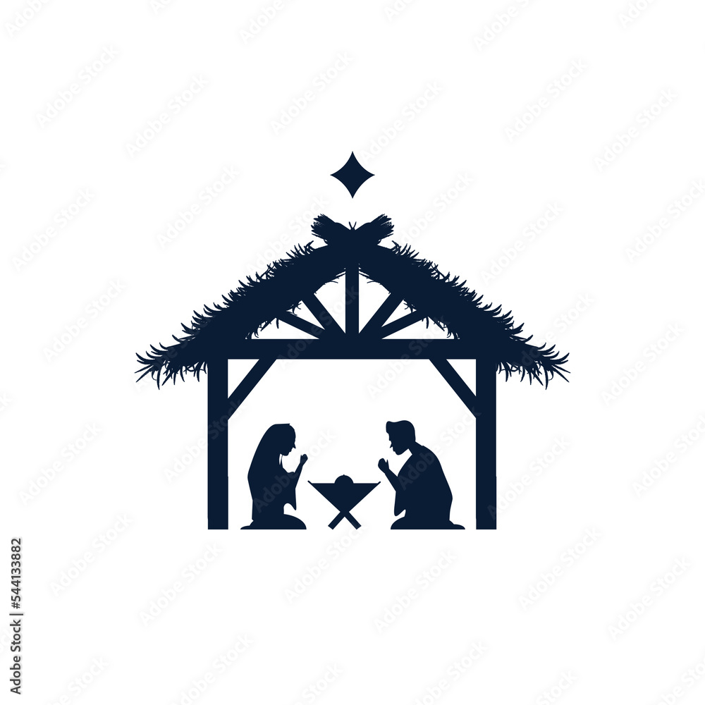Blue Religious Nativity Scene Jesus is Born in a Manger Transparent ...