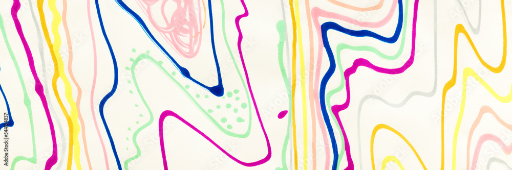 Colorful abstract scribble by felt-tip pen, handwritten lines by marker ...
