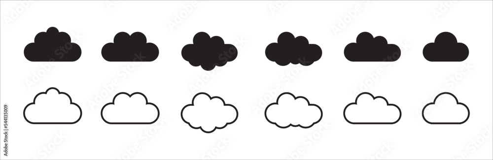 Clouds icon set. Cloud line vector icons in various shape. Symbol for ...