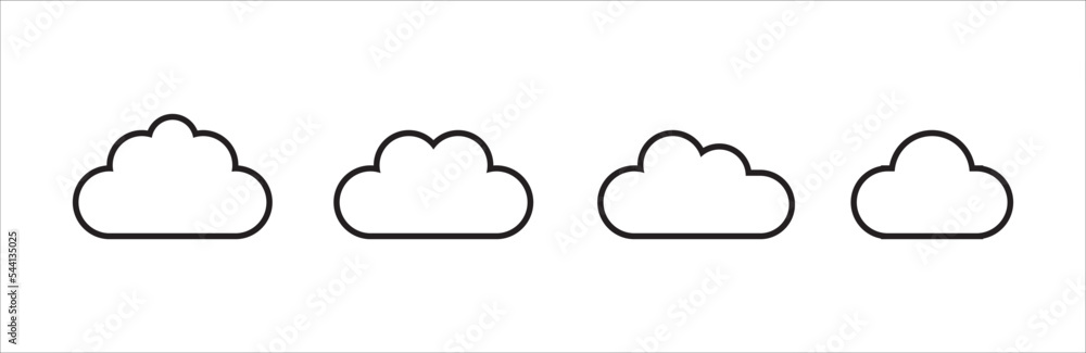 Clouds line icon set. Cloud outline vector icons in various shape ...