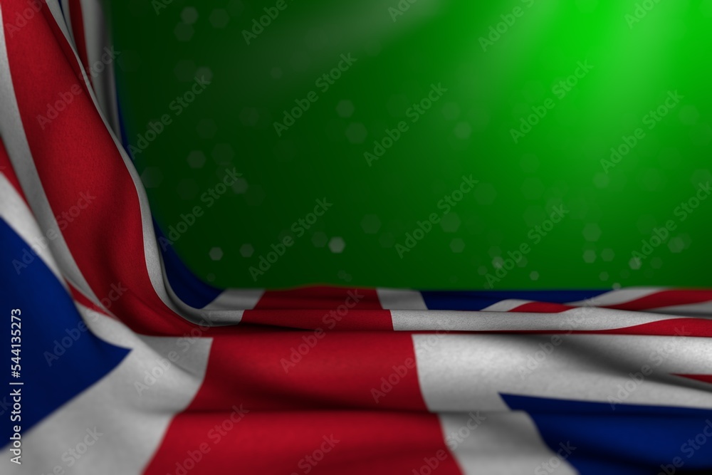 beautiful dark picture of United Kingdom (UK) flag lie in corner on ...