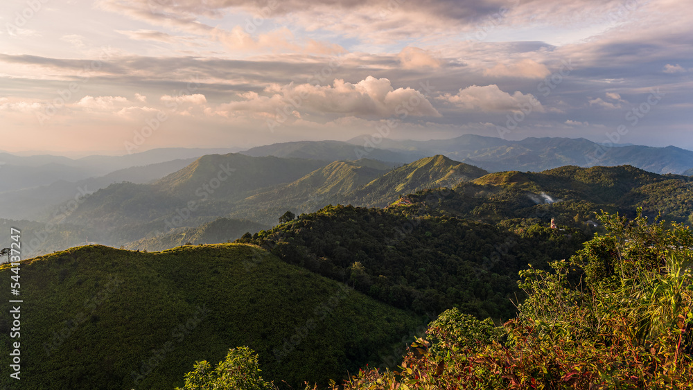 Beautiful view above Baan E-Tong village or Baan Pilok with mountain ...