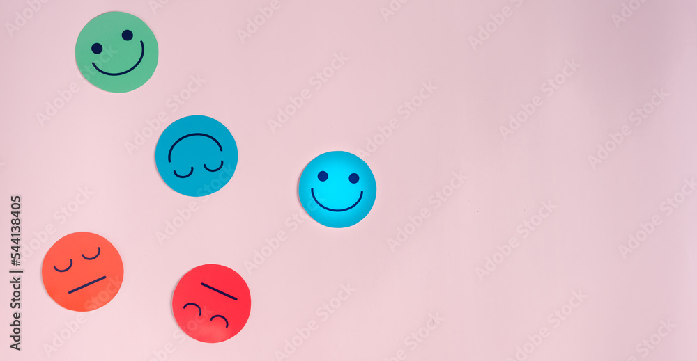 Happy smiley face paper cut which is among various emotions, good ...