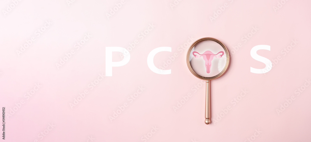 PCOS uterus ovary concept, magnifier focus to uterus reproductive ...