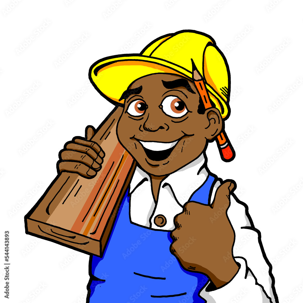 Cartoon Black Carpenter Stock Illustration | Adobe Stock