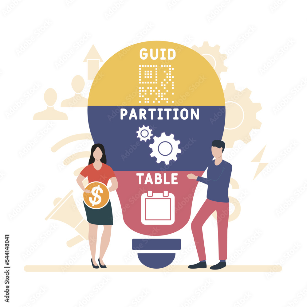 GPT GUID Partition Table acronym. business concept background. vector ...