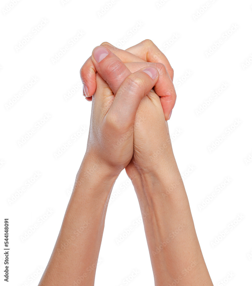 Praying hands of a woman, isolated on white. Stock Photo | Adobe Stock