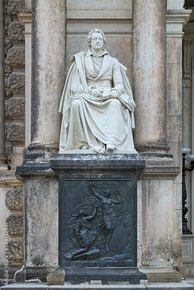 Dresden, Germany. Statue of Johann Wolfgang von Goethe at the front ...