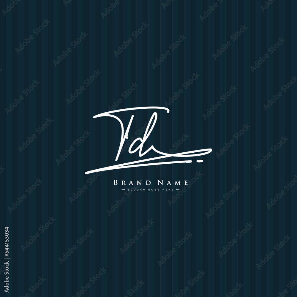 Initial Letter TD Vector Logo Template in handwritten Signature Style ...