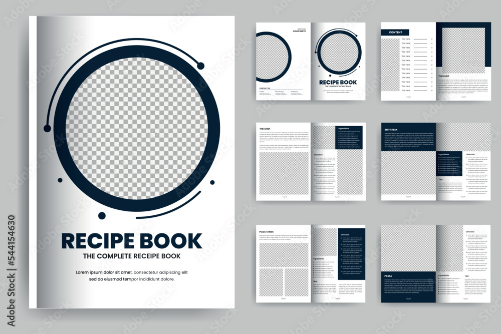 Recipe Book Brochure Template or Cookbook Magazine Layout Design Stock ...