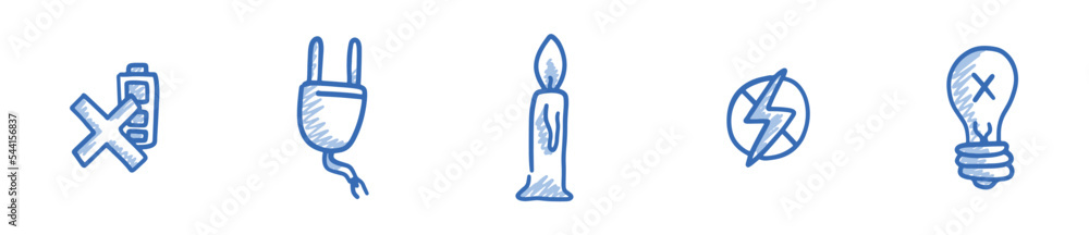 Energy crisis doodle icon set, high electricity costs concept, world ...