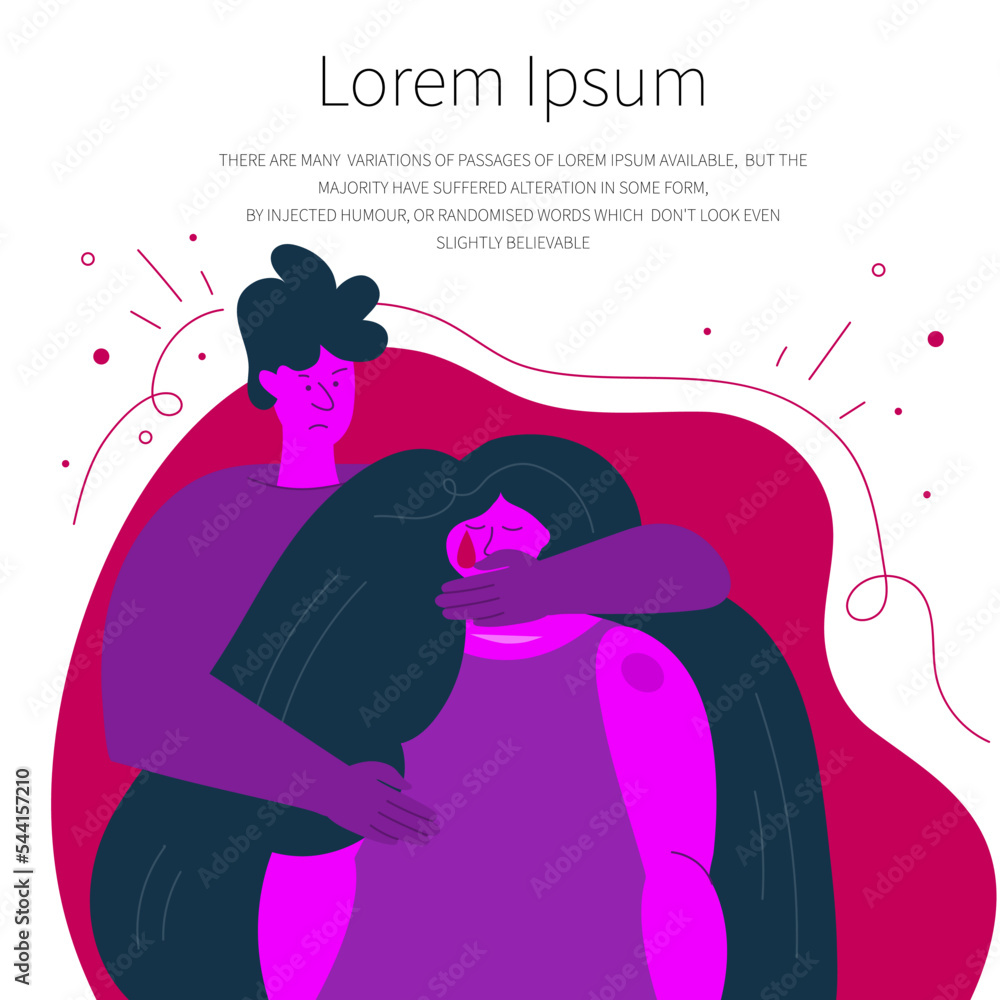 STOP gender violence art with man torments and beats woman. The vector ...