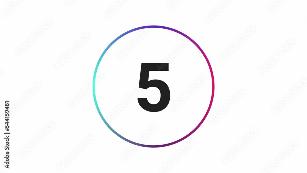 Stylish 10 seconds colorful gradient circle countdown timer on white bg ...