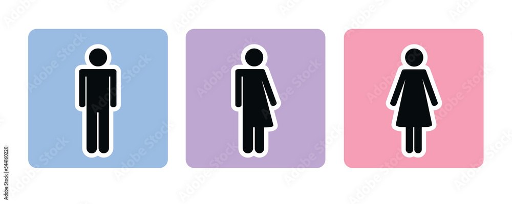 colorful set of restroom icons including gender neutral icon pictogram ...