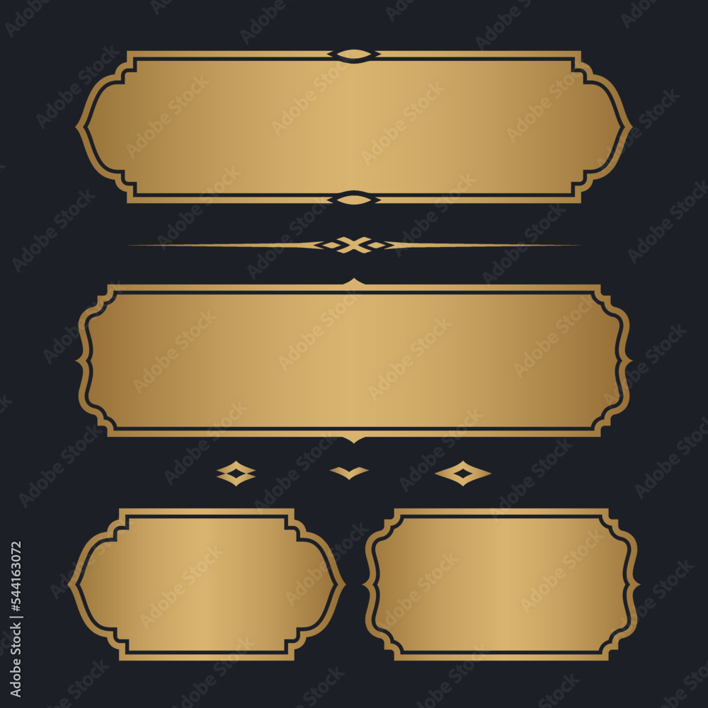 Poster Set of Gold premium label. golden name plate. Vector ...