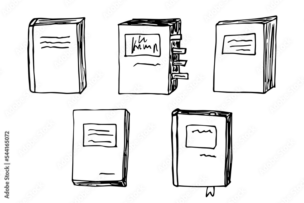 Vector book clipart set. Hand drawn school illustration. For print, web ...