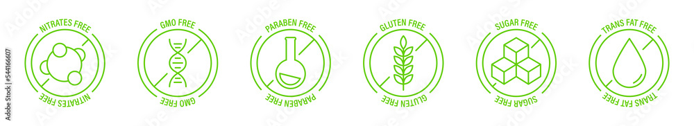 Allergen free ingredients icons. Food allergy icons. Basic allergens ...