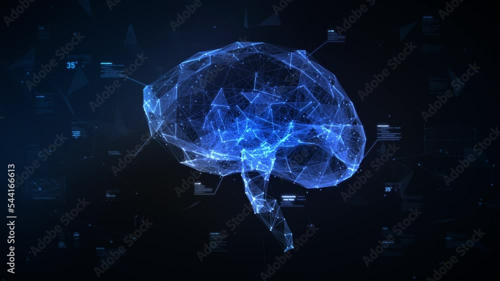 Technology Animation of Connected Shinning Brain, AI Deep Learning ...