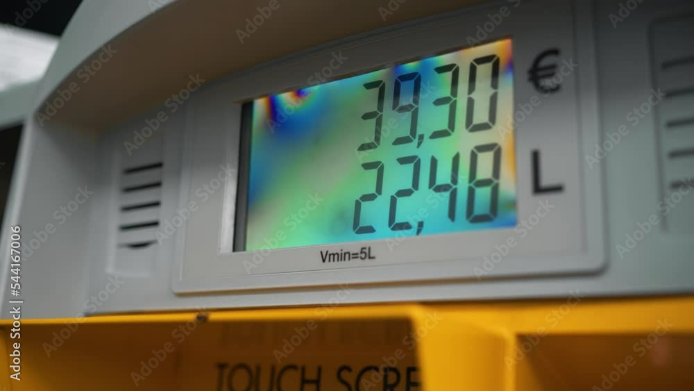 Gas station fuel meter counter price. Increasing petrol costs. Stock ...