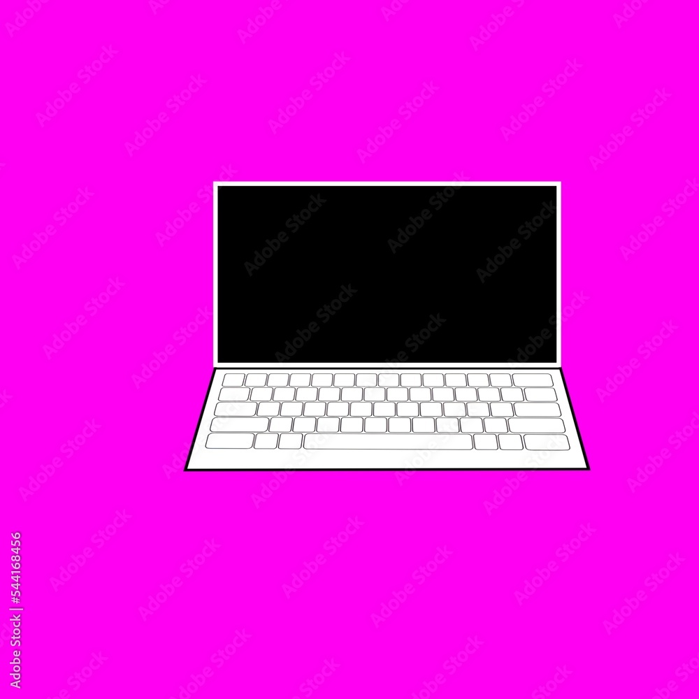 ภาพประกอบสต็อก laptop with blank screen mockup. Illustration of laptop ...