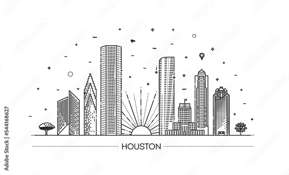 Houston city skyline, vector illustration Stock Vector | Adobe Stock