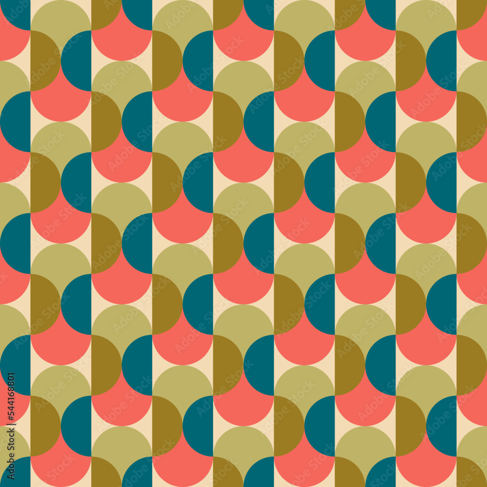 Aesthetic mid century printable seamless pattern with retro design ...