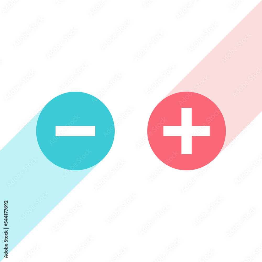 Plus and minus signs. Positive, negative, contrast, opposites, pros and ...