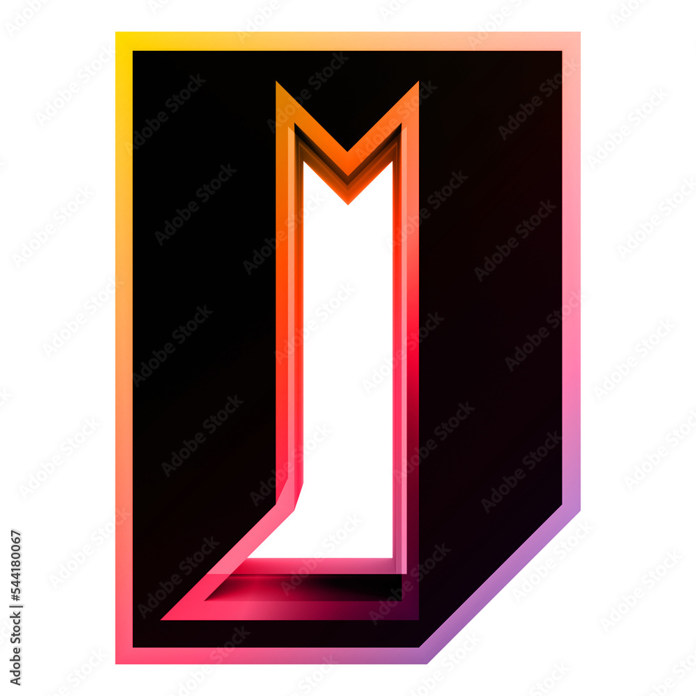 3D rendered geometric letter on transparent background.Modern gothic ...