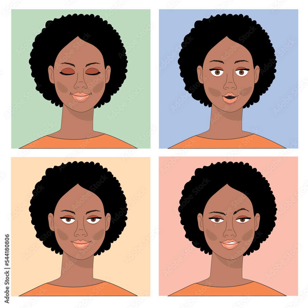 girl's facial expressions emotions smile surprise African American ...