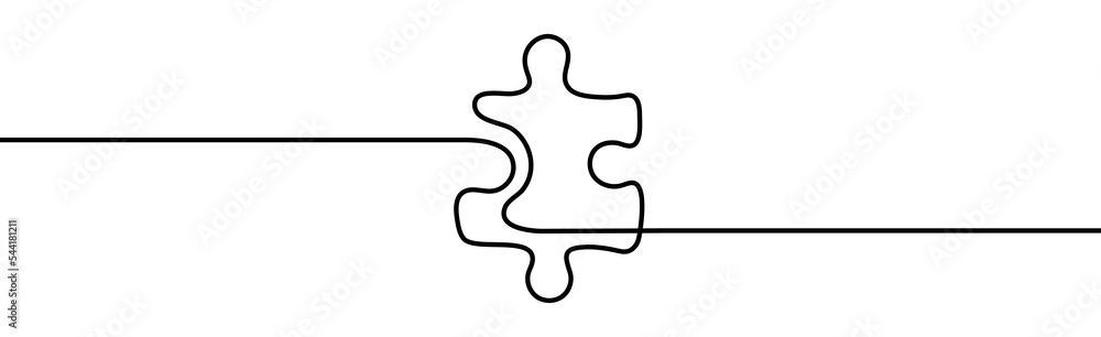Continuous one line drawing of puzzle. One line vector illustration ...