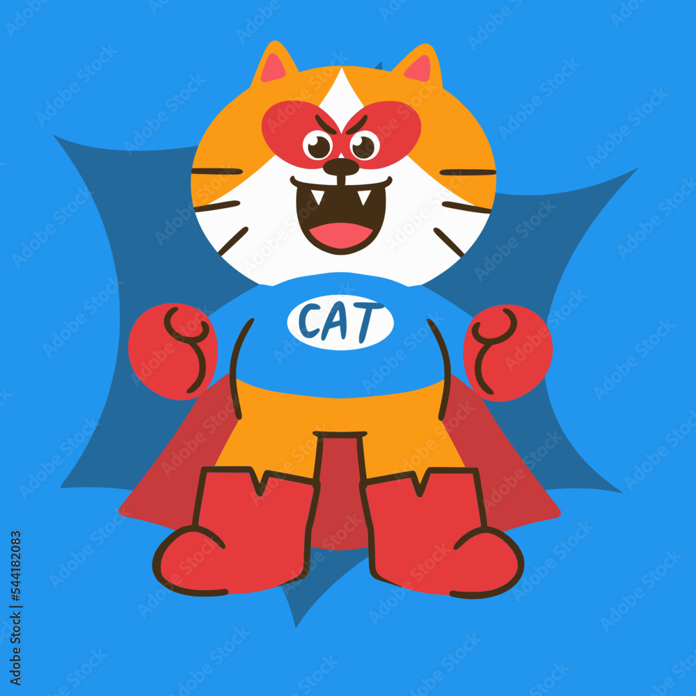 super hero cat boy great adventure 3 character doodle vector art asset ...