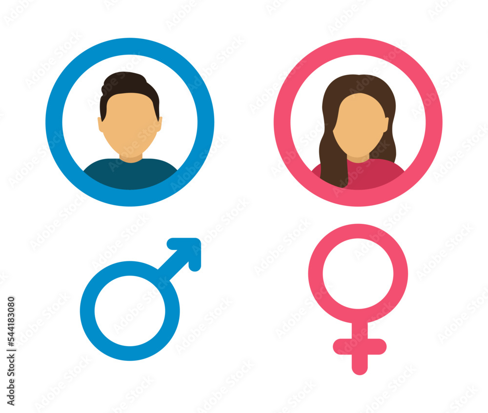 Male and female face icon. Man and woman user avatar. Gentleman and ...