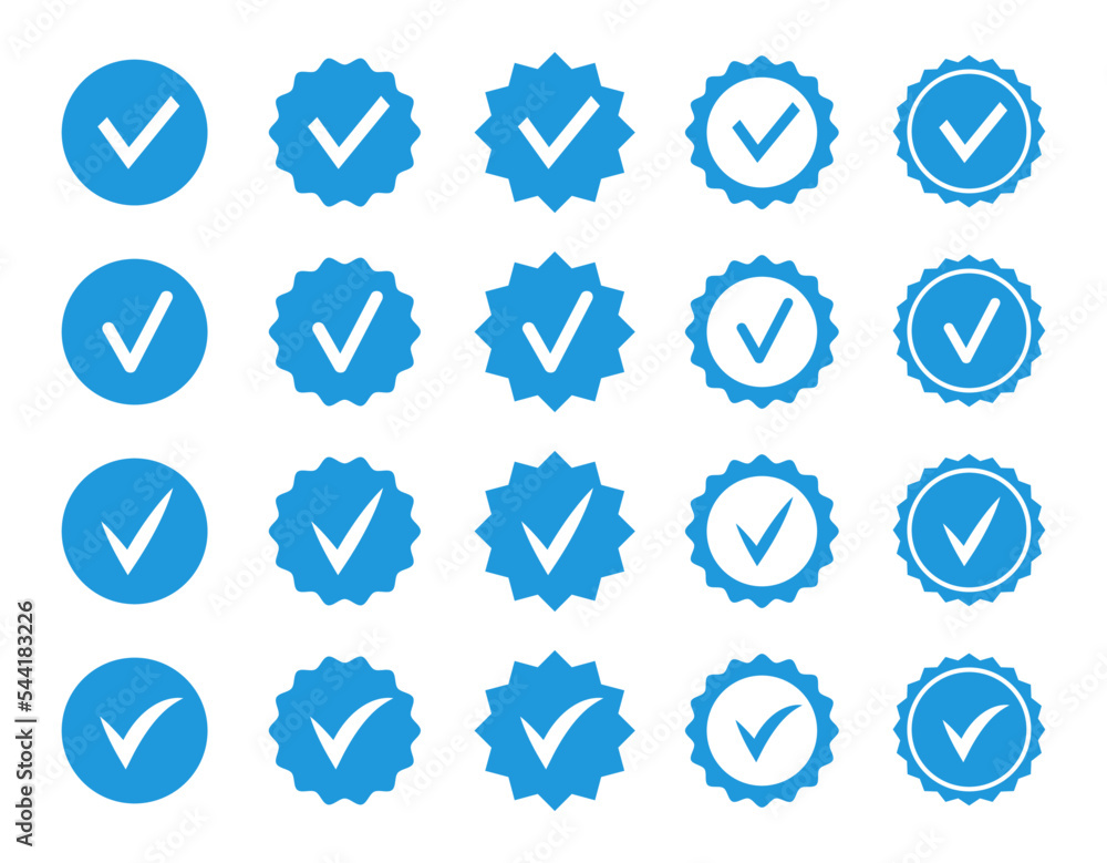 Check mark icons. Profile verification check marks icon. Approved ...