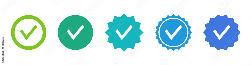 Check mark icons. Profile verification check marks icon. Approved ...