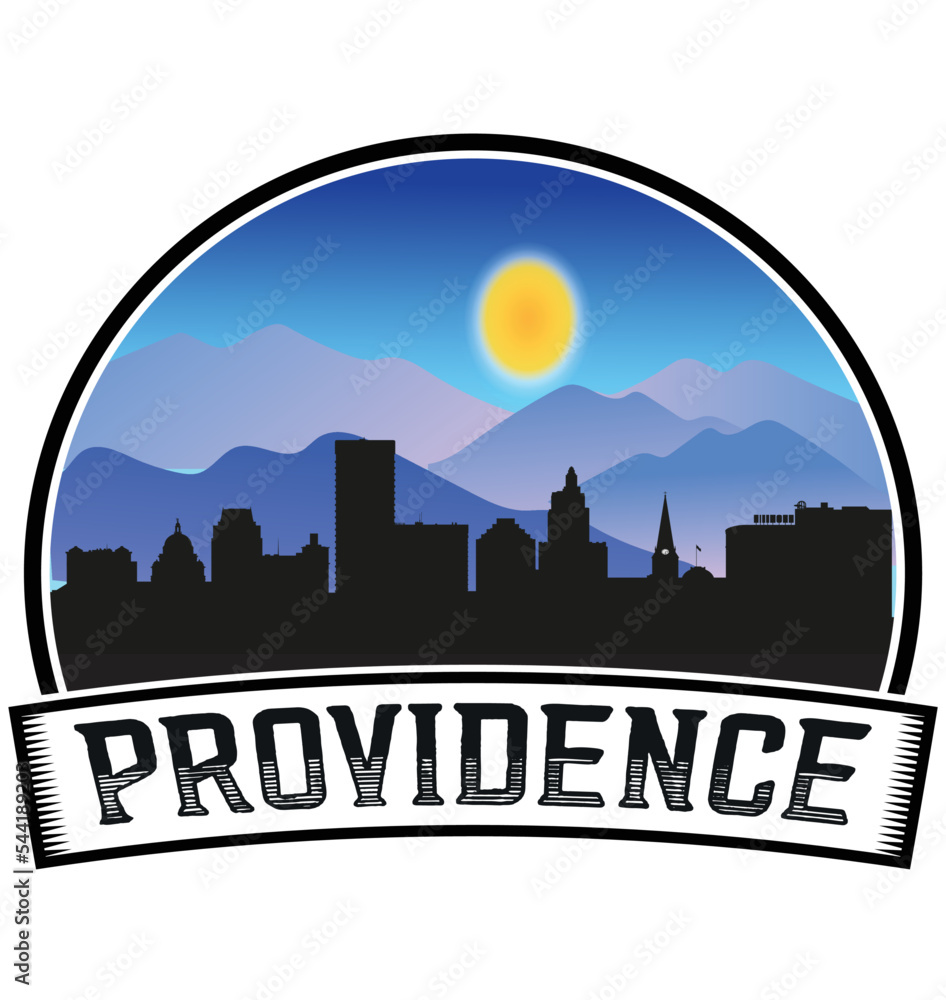 Providence Rhode Island USA Skyline Sunset Travel Souvenir Sticker Logo ...