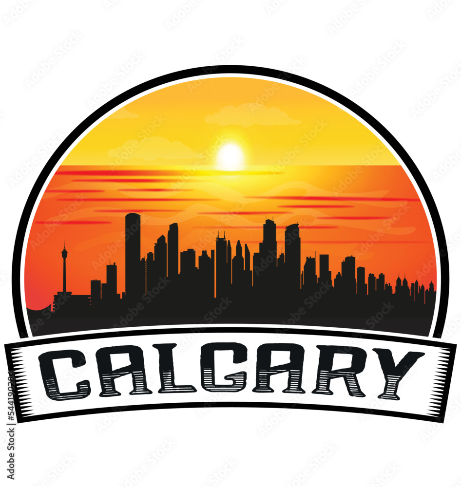 Calgary Canada Skyline Sunset Travel Souvenir Sticker Logo Badge Stamp ...