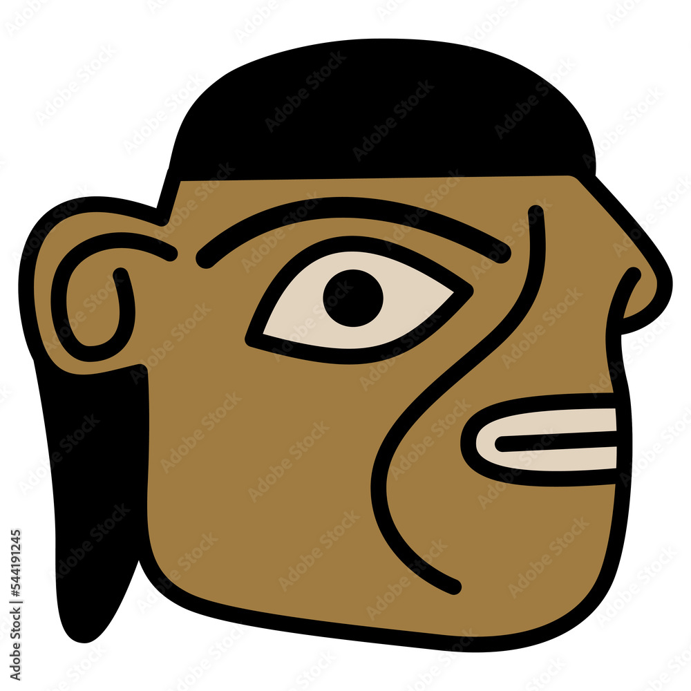 Stylized human head. Ancient Peruvian folk design from Tiahuanaco or ...