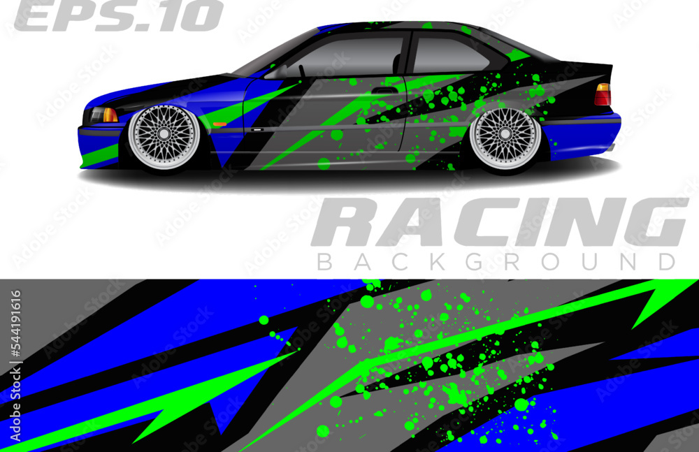 Rally racing car wrap design vector for vehicle vinyl stickers and ...