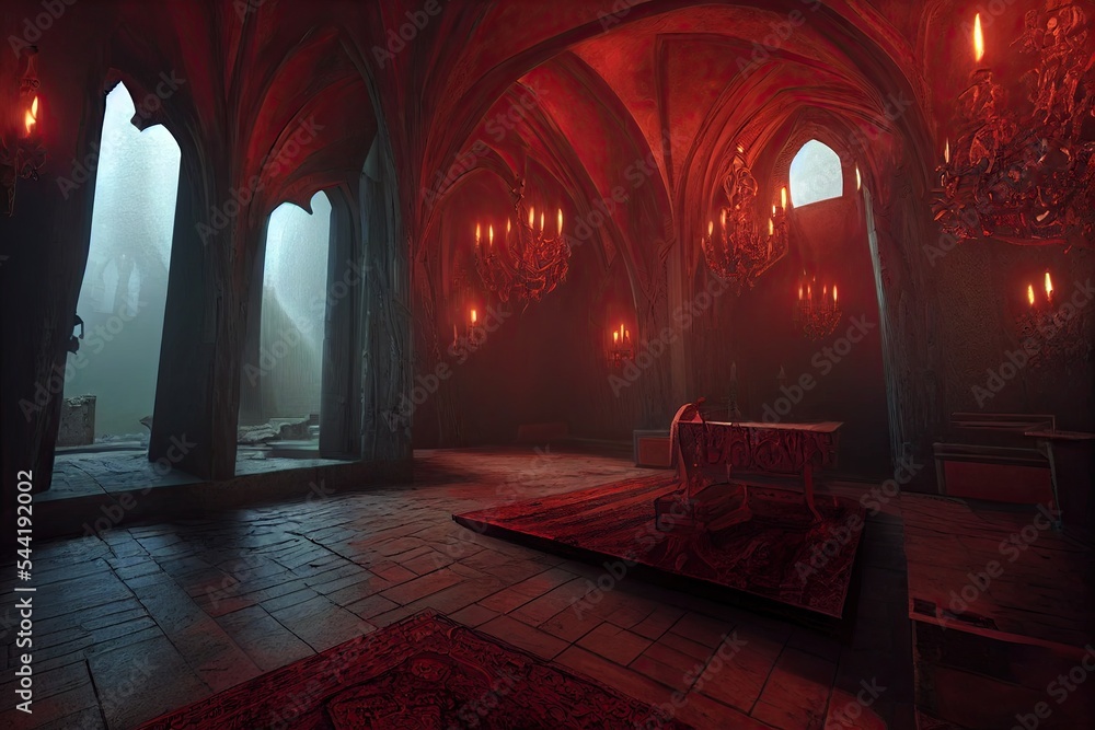 Gothic interior of a Transylvania vampire castle of Dracula for ...