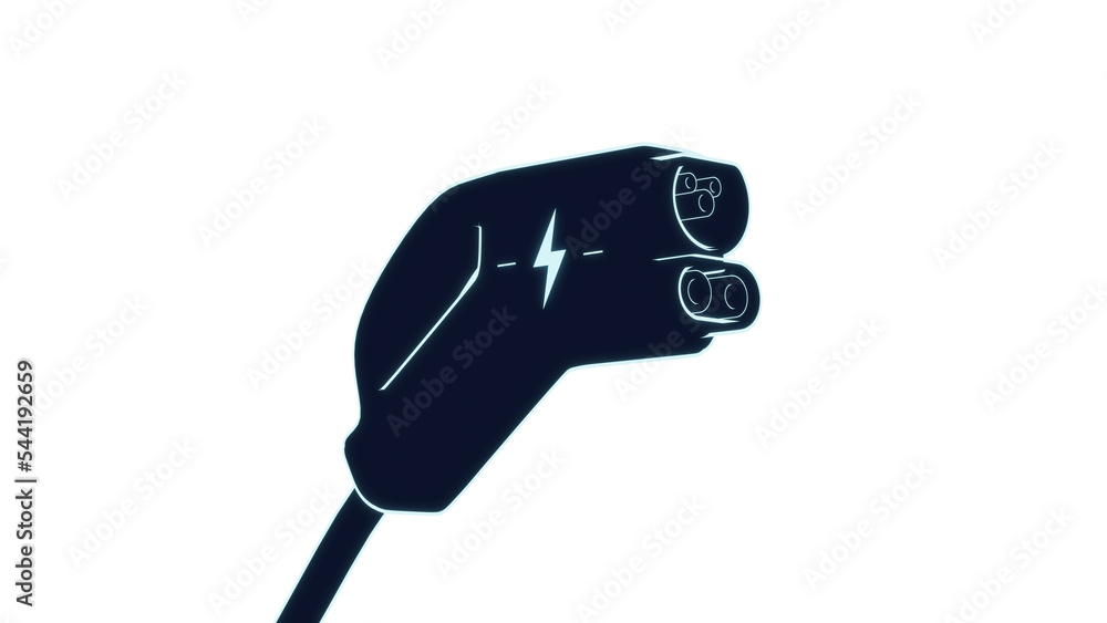 EV car power cable on electric charging station with modern lightning ...