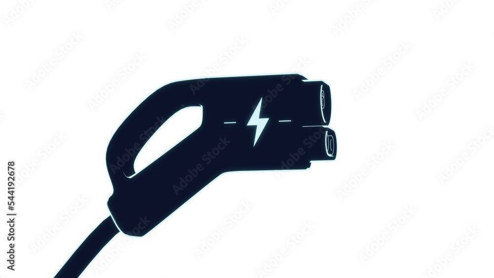 EV car power cable on electric charging station with modern lightning ...