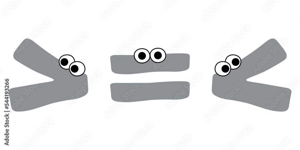 Crocodile inequality symbols. Less than greater than and equal symbol ...