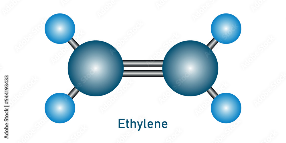 3d chemical structure of ethylene formula molecule. Scientific vector ...