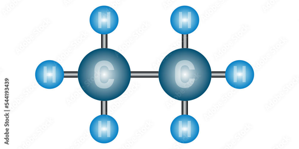 3d chemical structure of ethane formula molecule. Scientific vector ...