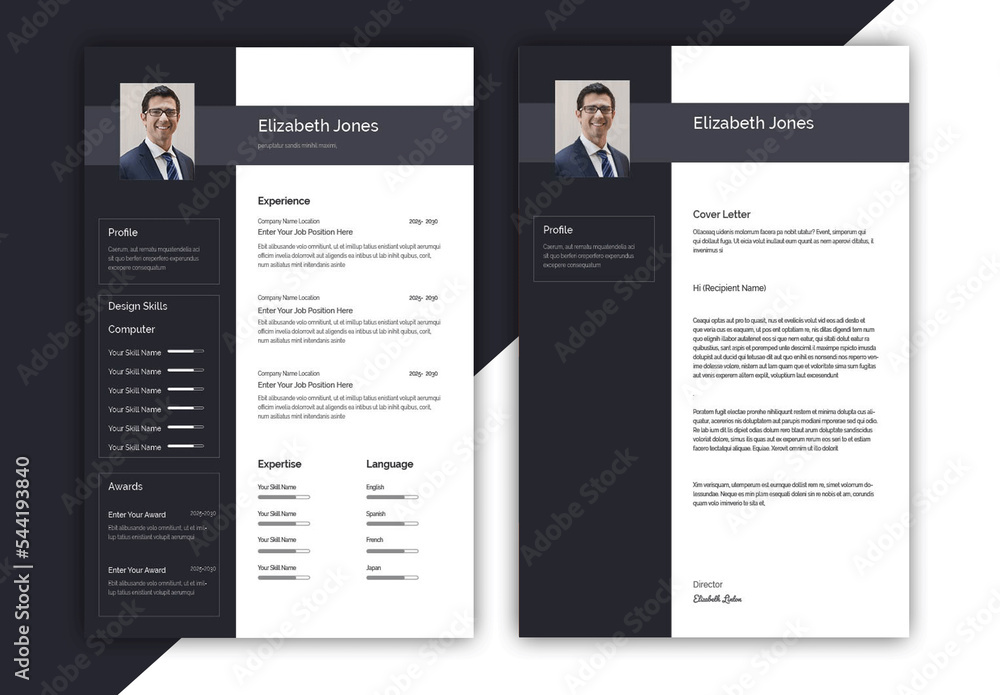 Clean Black and White Resume Stock Template | Adobe Stock