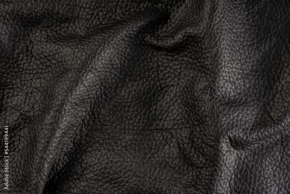 black leather texture, close-up of black genuine leather. Leather top ...