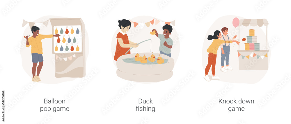 Vecteur Stock School fair games isolated cartoon vector illustration ...